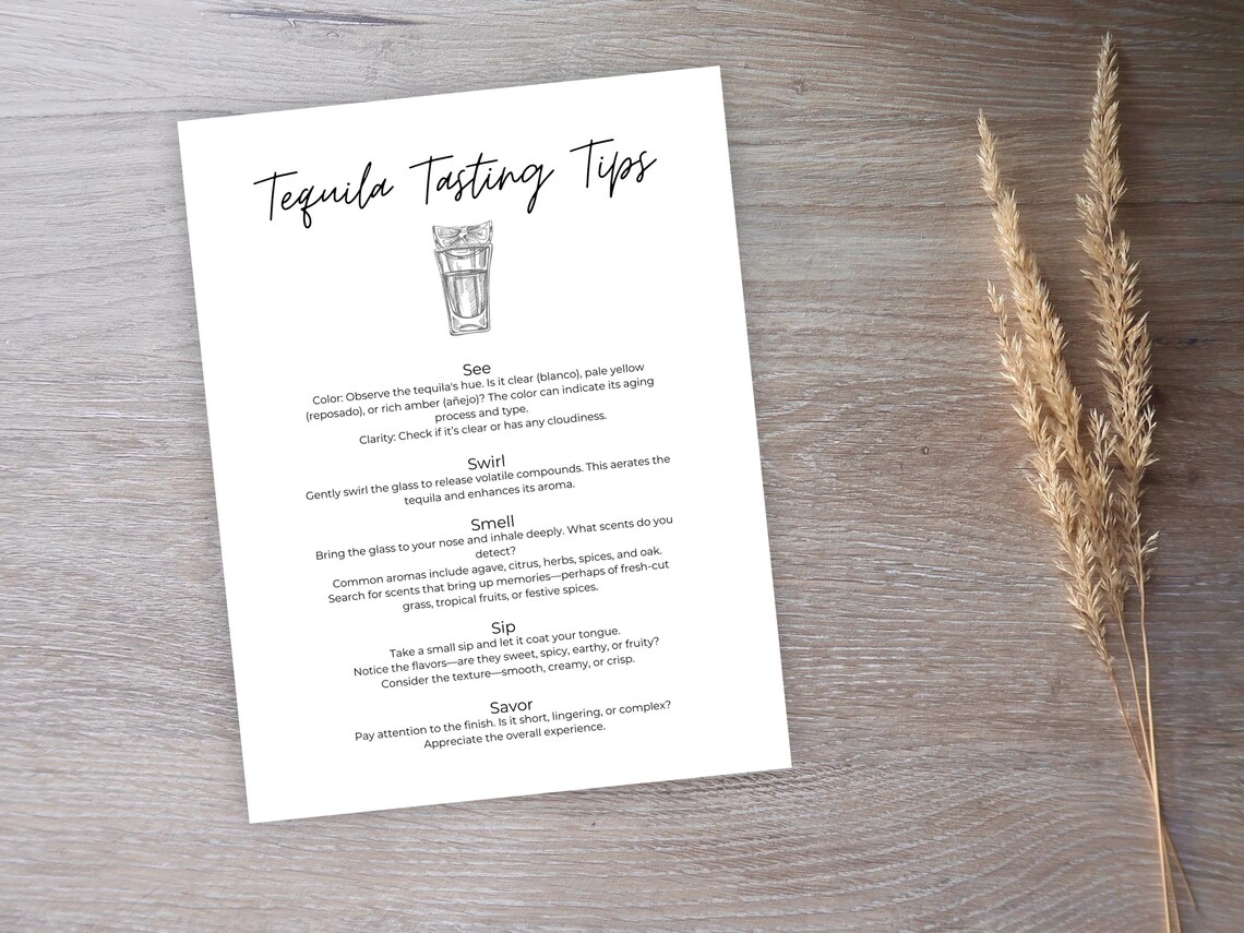 Tequila Tasting Tips, Cheatsheet, Guide, Poster, Sign, Printable ...