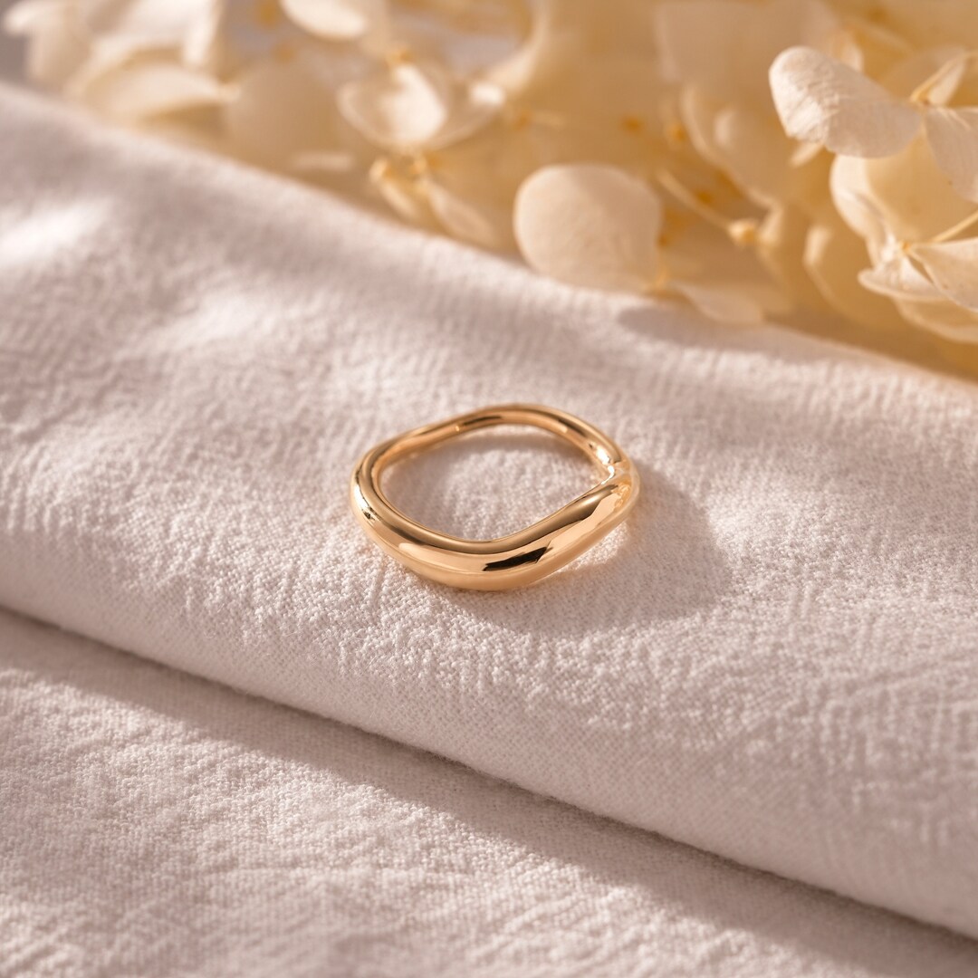 Wave Gold Ring, Gold Minimalist Ring, Wave Ring, Skinny Gold Ring, Chunky Ring,gold Minimalist ...
