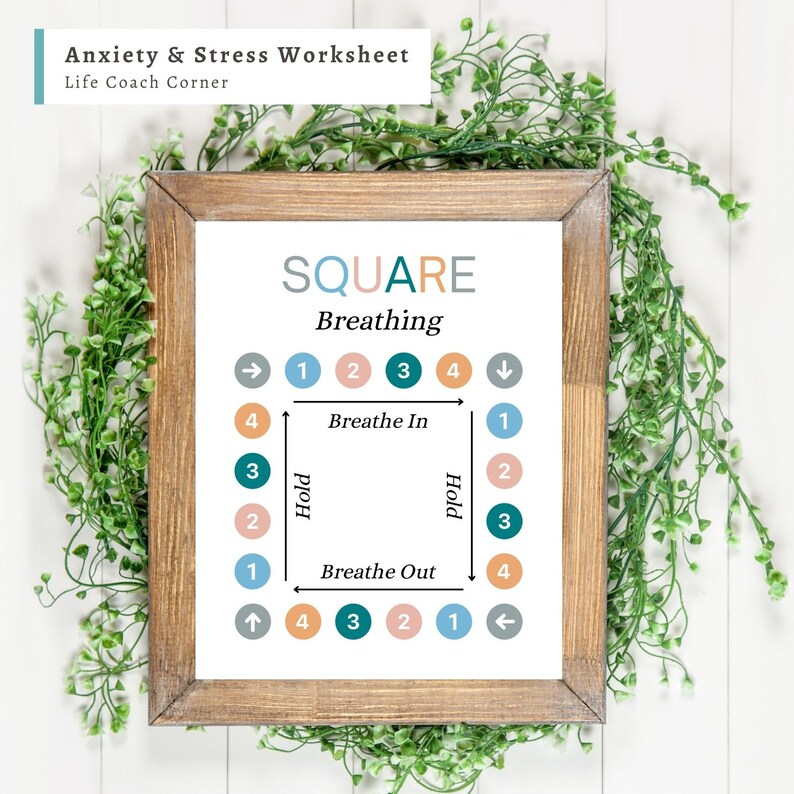 Square Breathing Worksheet for Stress and Anxiety, Box Breathing ...
