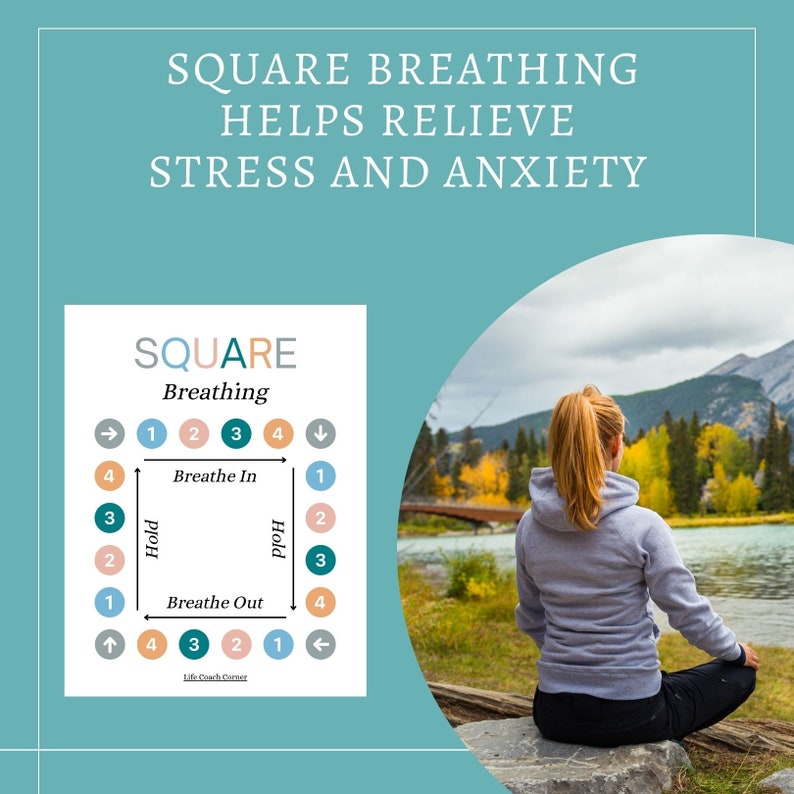 Square Breathing Worksheet for Stress and Anxiety, Box Breathing ...