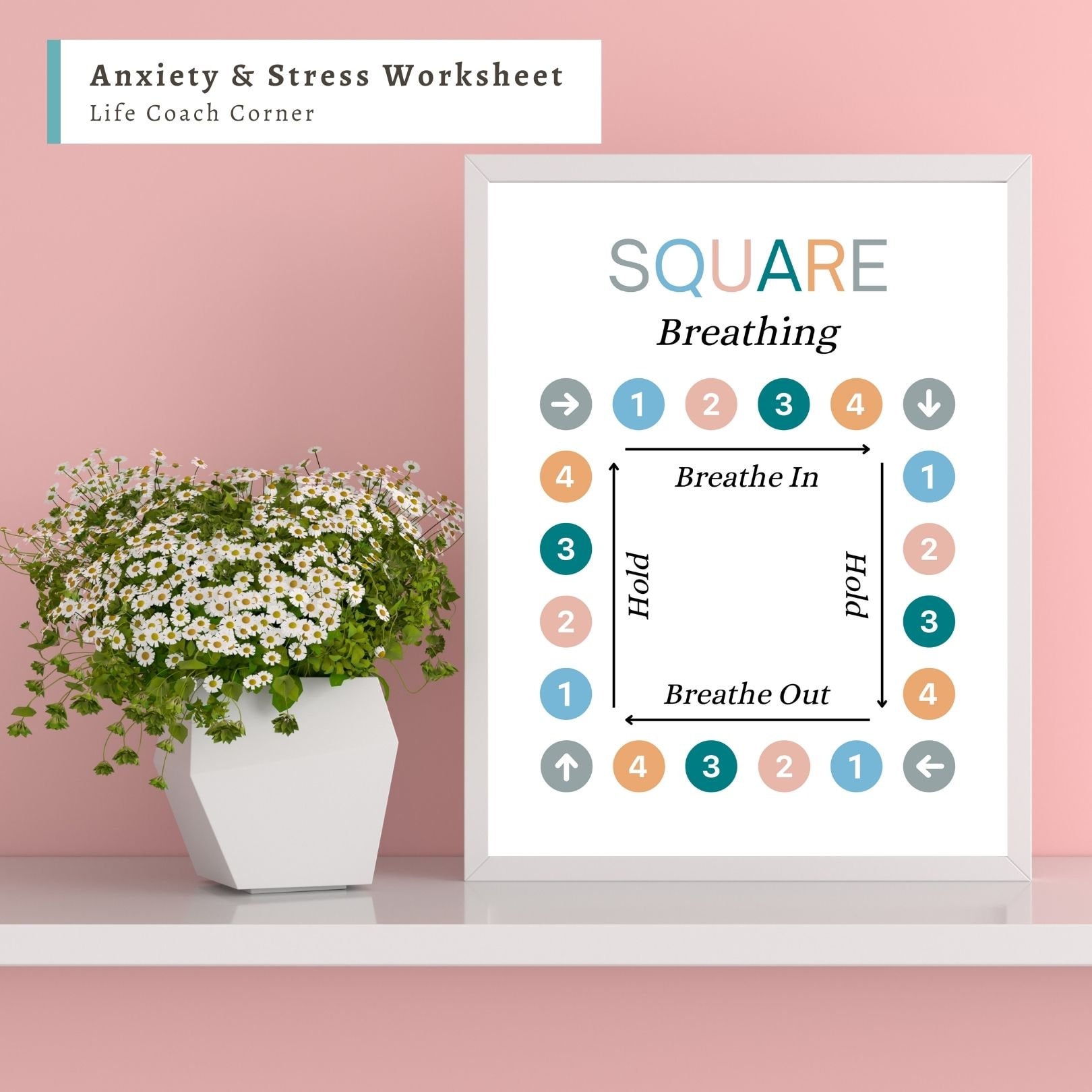 Square Breathing Worksheet for Stress and Anxiety, Box Breathing ...
