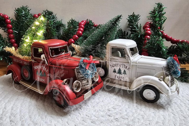 Vintage Style Small Metal North Pole Tree Farm Christmas Truck - Etsy