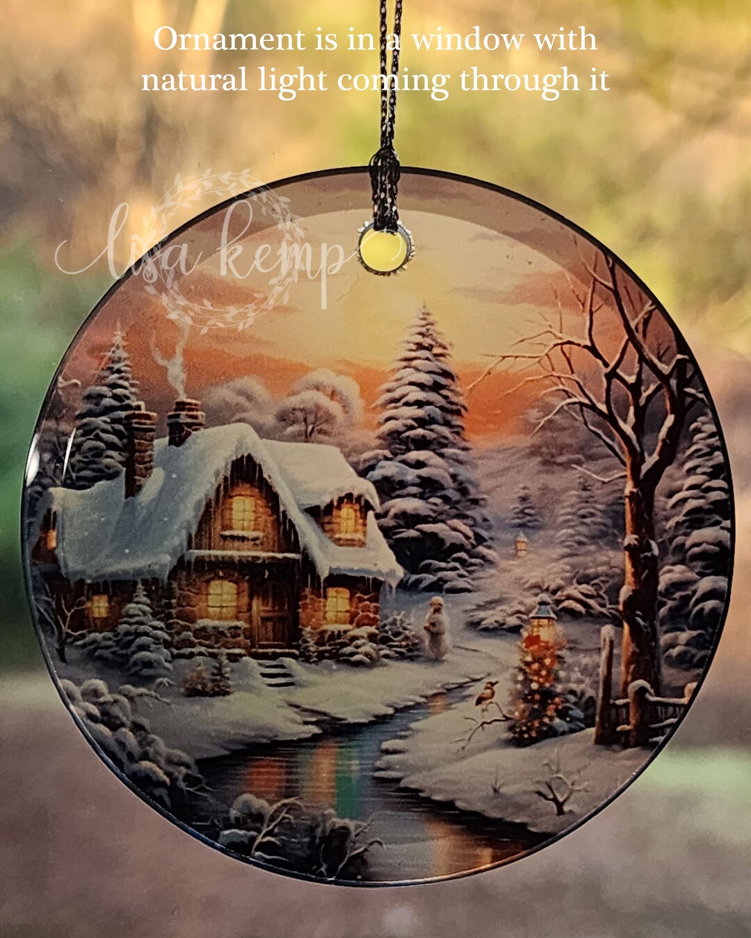Winter Scene Glass Christmas Ornament: Faux Stained Glass Suncatcher - Etsy