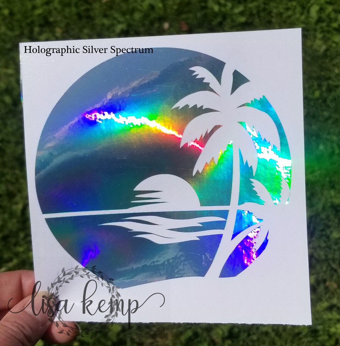 Sunset With Palm Tree Beach Car Window Decal - Etsy
