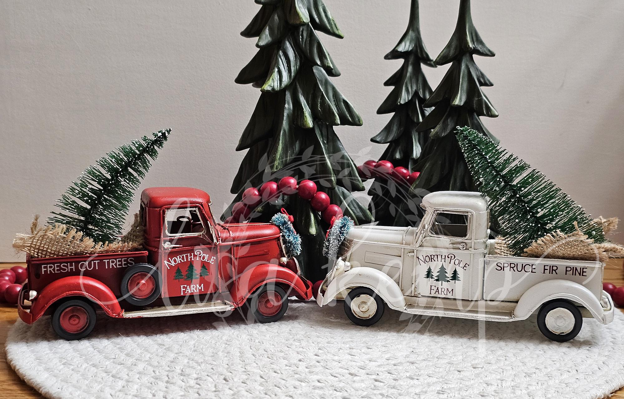 Vintage Style Small Metal North Pole Tree Farm Christmas Truck - Etsy