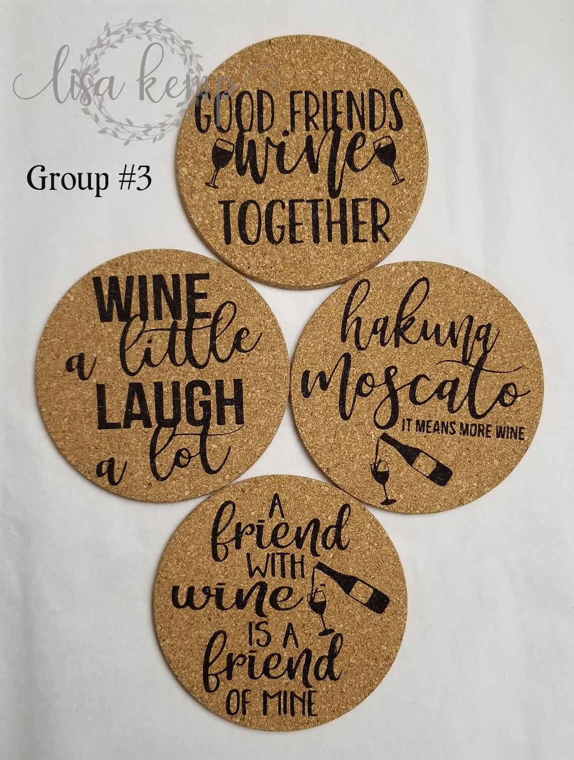 Cork Coasters With Wine Sayings - Etsy