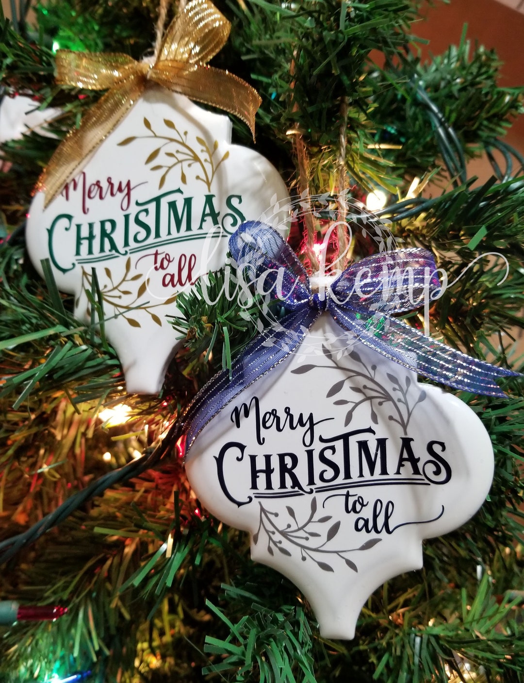 Merry Christmas to All Ceramic Arabesque Tile Ornament - Etsy
