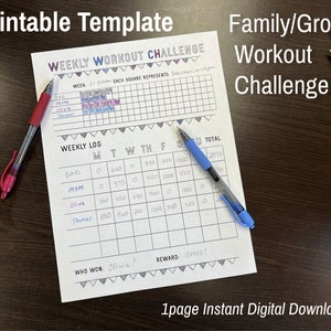 Printable Weekly Family Workout Challenge Undated Group - Etsy