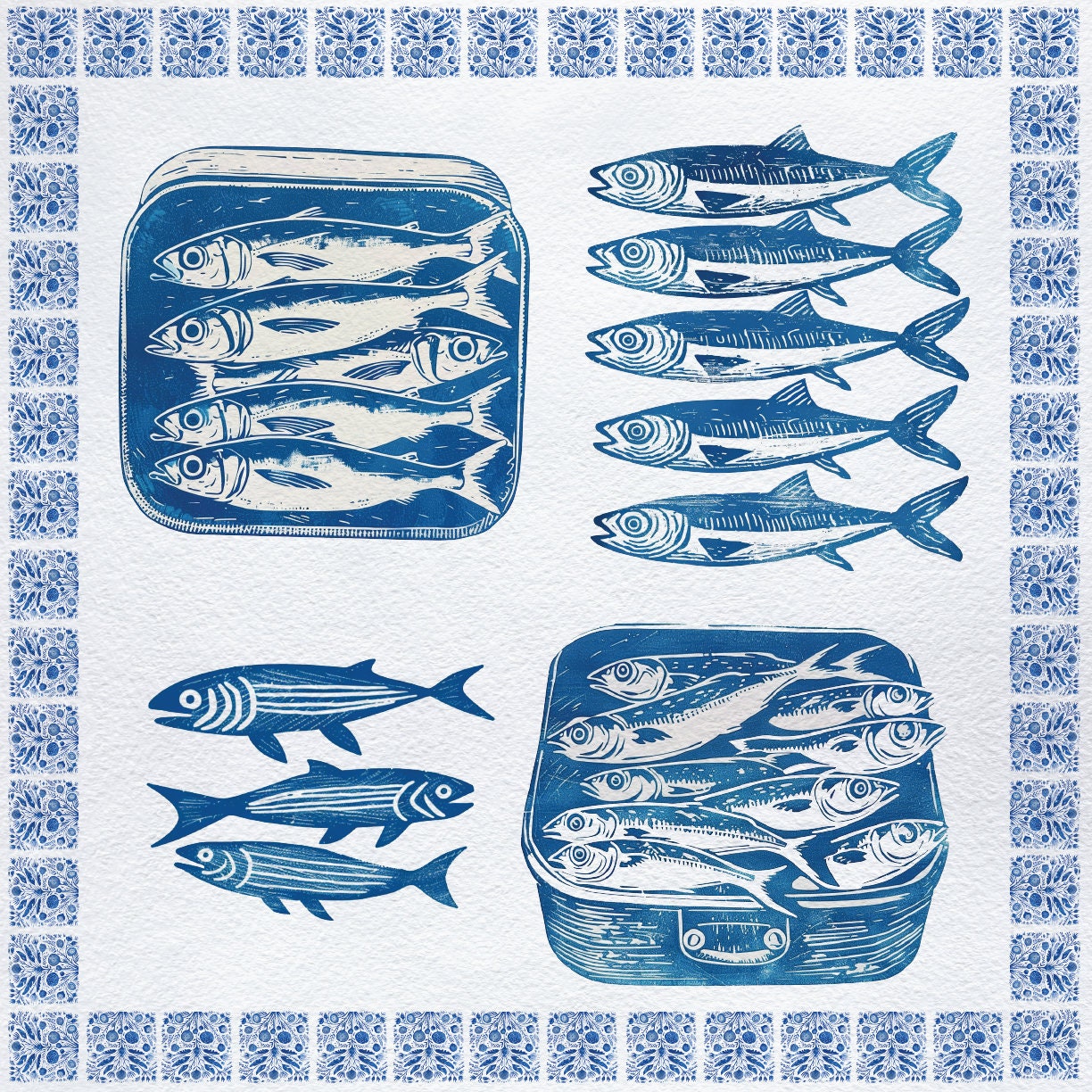 Sardine, Tin Fish & Summer Tablescape Illustration Pack - Etsy