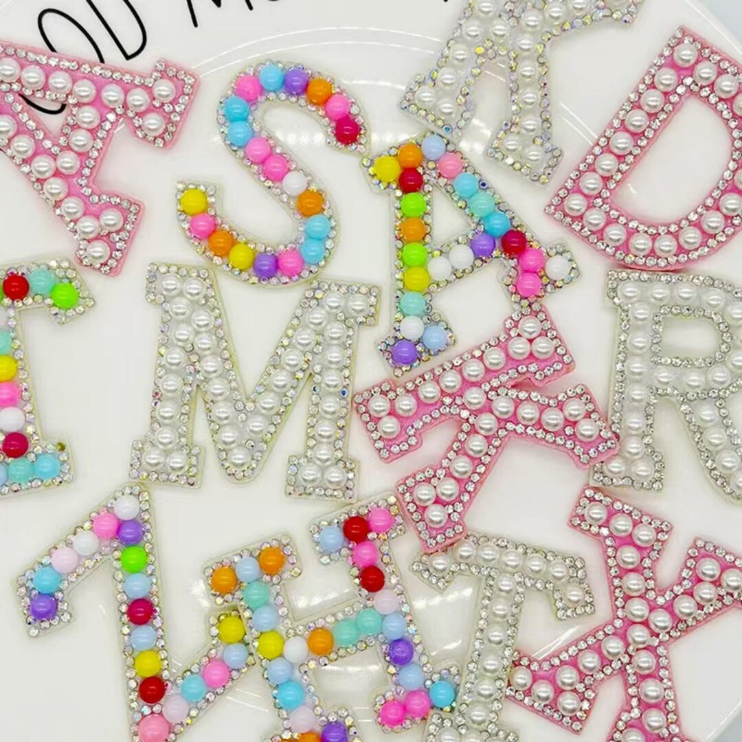 Pearl Alphabet Iron-on Patches, Glue on Pearl Letter Patch, Alphabet ...