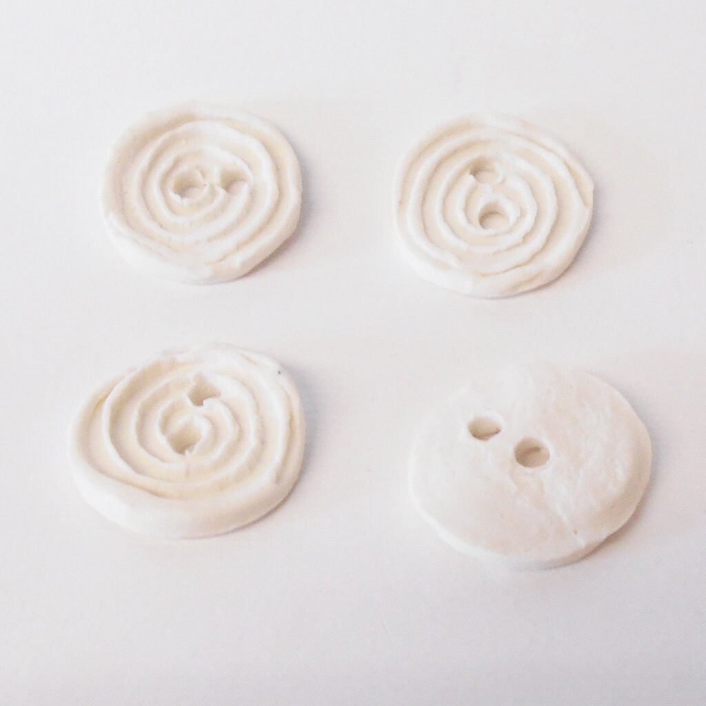Button Spiral White Porcelain Ceramic Textured Glazed, Two Holes. - Etsy UK