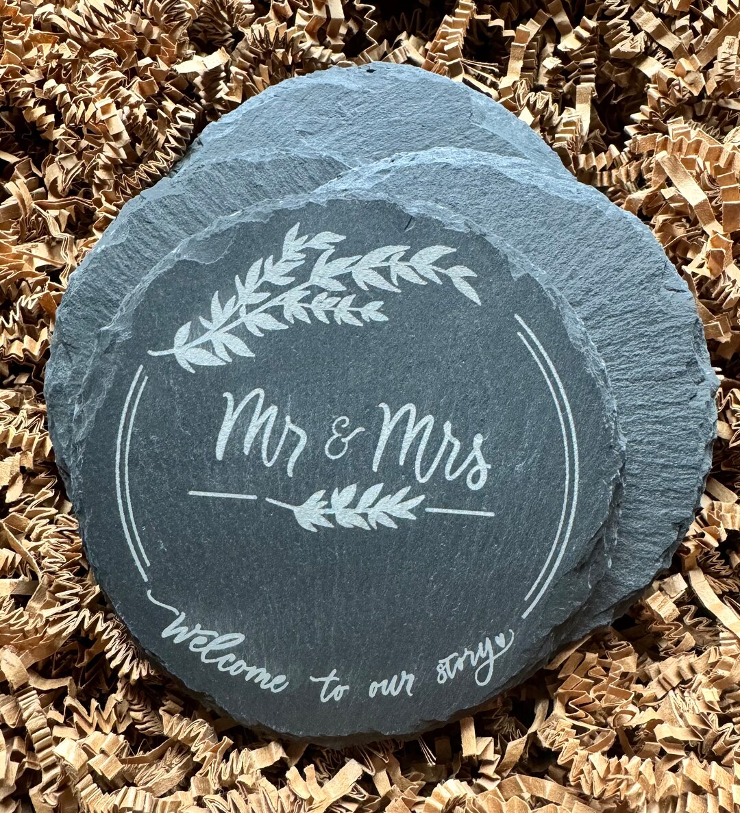 Engraved Slate Coasters, Bulk Wedding Favors, Personalized Slate Stone ...