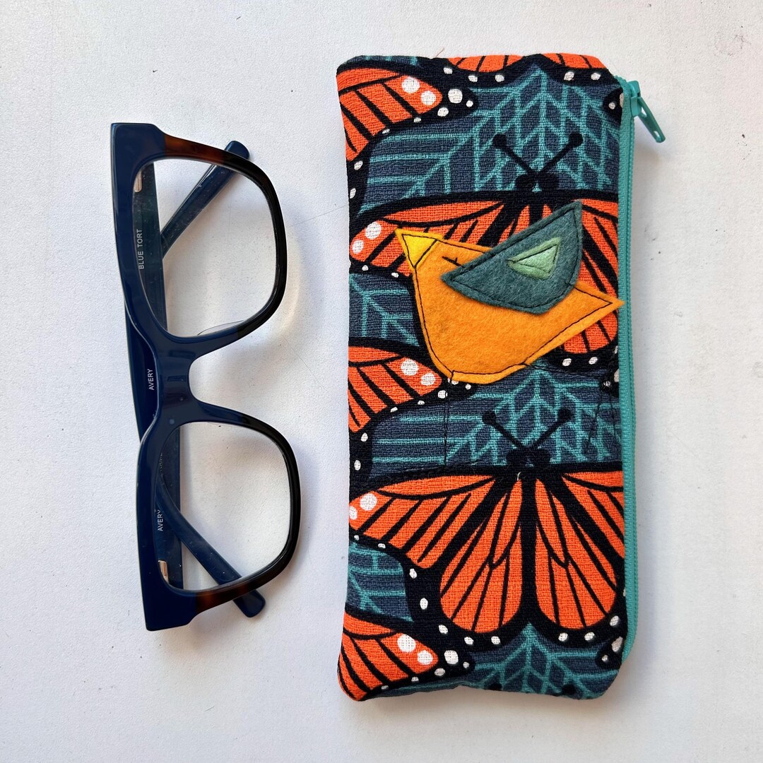 Organic Cotton Padded Zipper Fabric Eyeglass Case, Flannel Lined ...