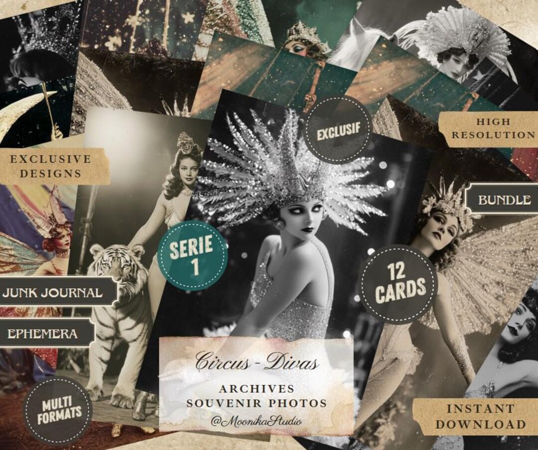 12 Circus Divas Ephemera Instant Download -vintage Circus Souvenir ...