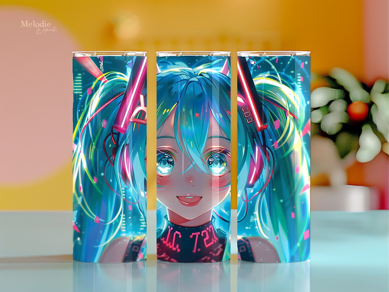 Cute Hatsune Miku Avatar Tumbler Wrap & Premium Tumbler Mockup, 20oz ...