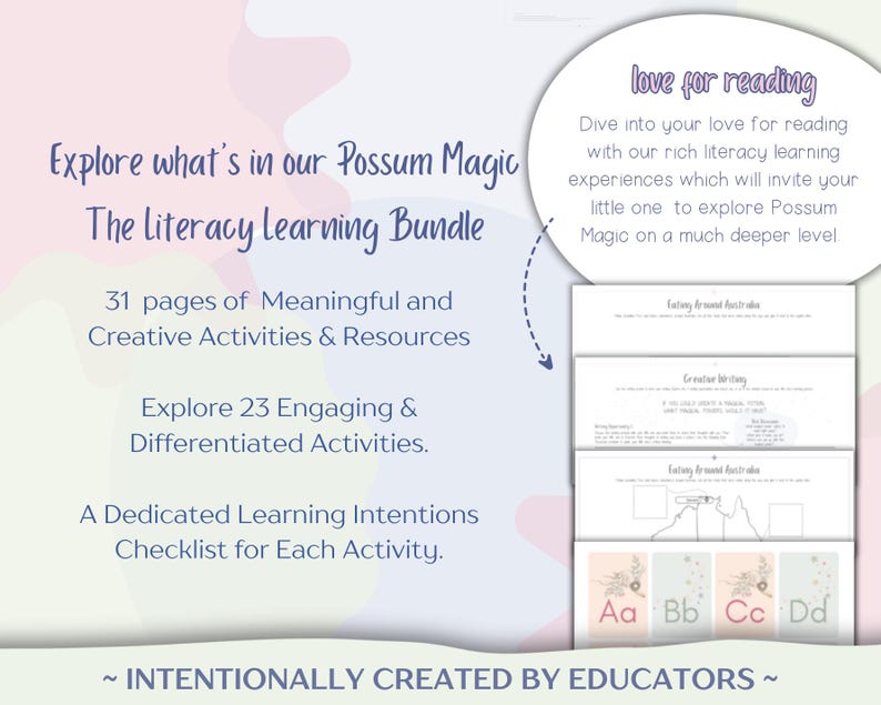 Possum Magic ~ Literacy Learning Bundle (resources, PDF, Preschool ...