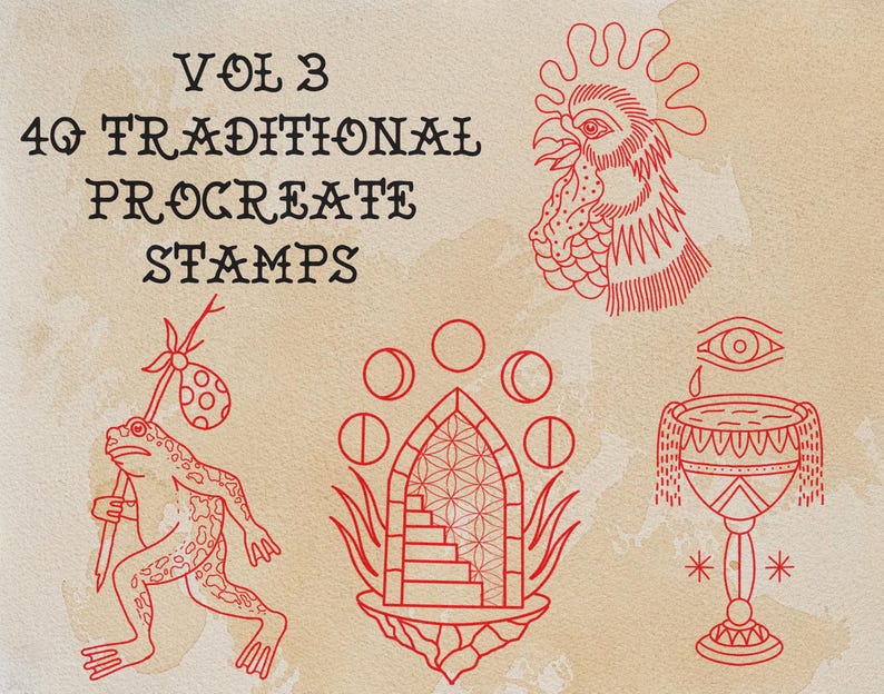 Vol.3 40 Traditional Tattoo Stamps for Procreate - Etsy