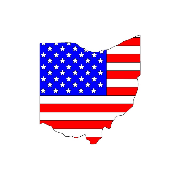Ohio State SVG American Flag Outline DXF EPS Ai Png Cricut Cnc Laser ...