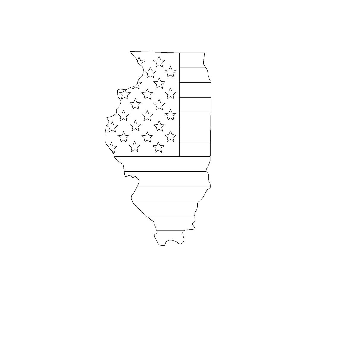 Illinois State SVG American Flag Outline DXF EPS Ai Png Cricut Laser ...