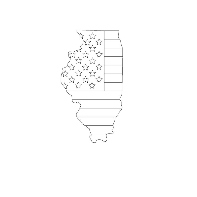 Illinois State SVG American Flag Outline DXF EPS Ai Png Cricut Laser ...