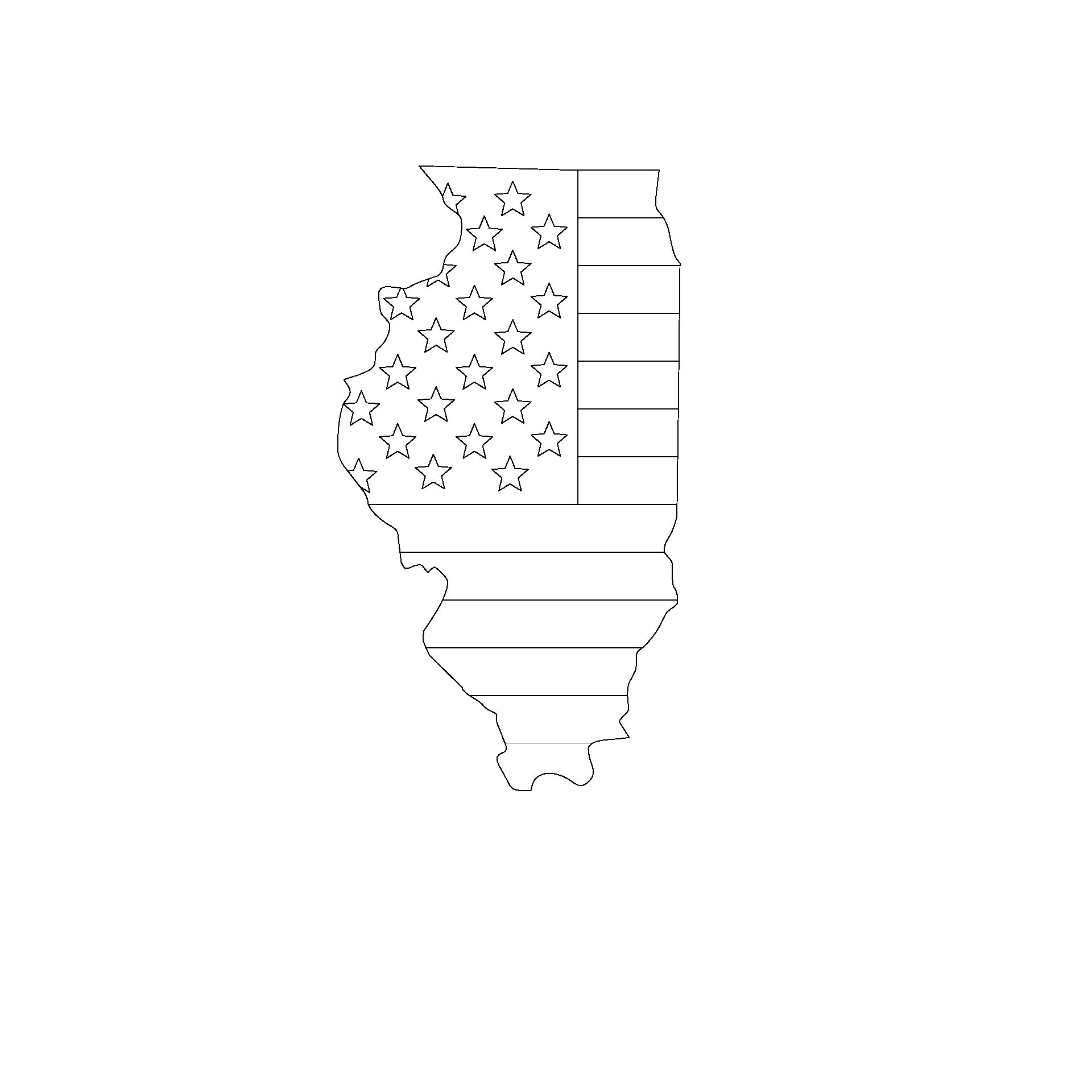 Illinois State SVG American Flag Outline DXF EPS Ai Png Cricut Laser ...