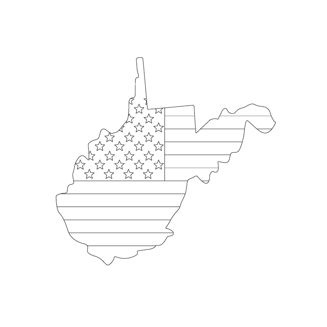 West Virginia State SVG American Flag Outline DXF EPS Ai Png Cricut Cnc ...