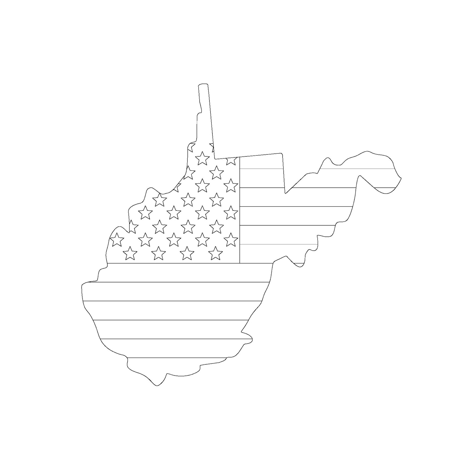 West Virginia State SVG American Flag Outline DXF EPS Ai Png Cricut Cnc ...