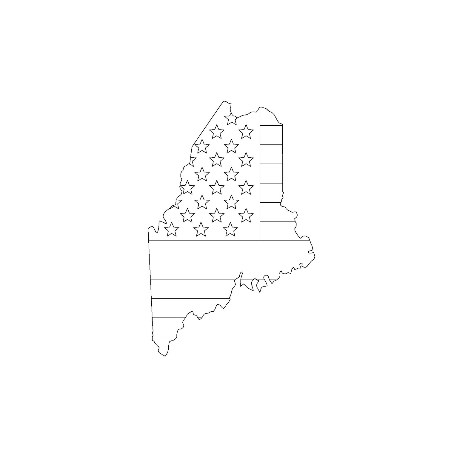 Maine State SVG American Flag Outline DXF EPS Ai Png Cricut Laser Cut ...