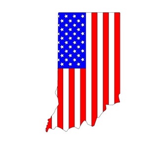 Indiana State SVG American Flag Outline DXF EPS Ai Png Cricut Cnc Laser ...