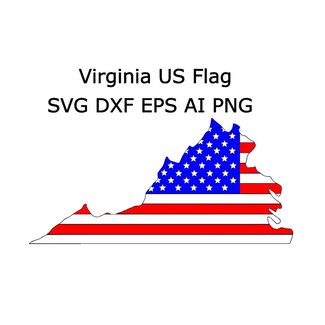 Virginia State SVG American Falag Outline DXF EPS Ai Png Cricut Laser ...