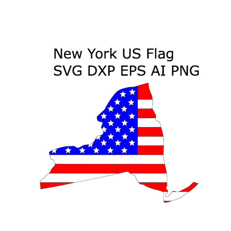 New York State SVG American Flag Outline DXF EPS Ai Png Cricut Laser ...