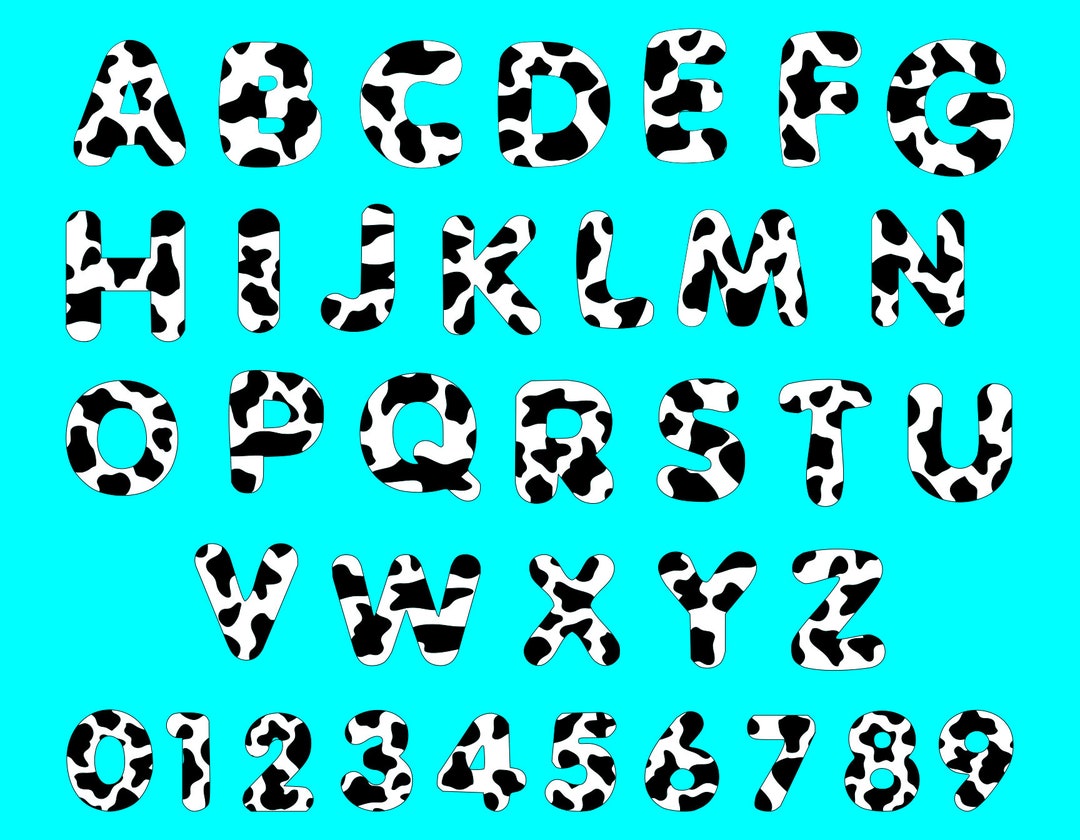 Bold Bubble Font Vaca Imprimir Alfabeto SVG PNG 26 Letras 10 Números ...