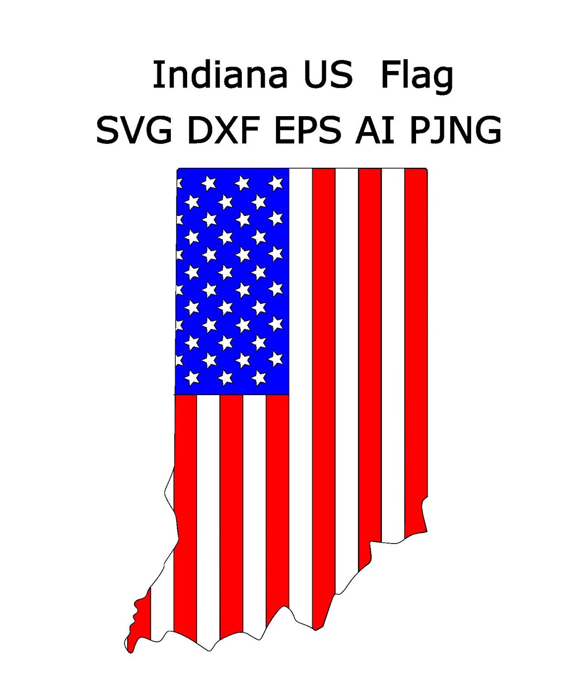 Indiana State SVG American Flag Outline DXF EPS Ai Png Cricut Cnc Laser ...