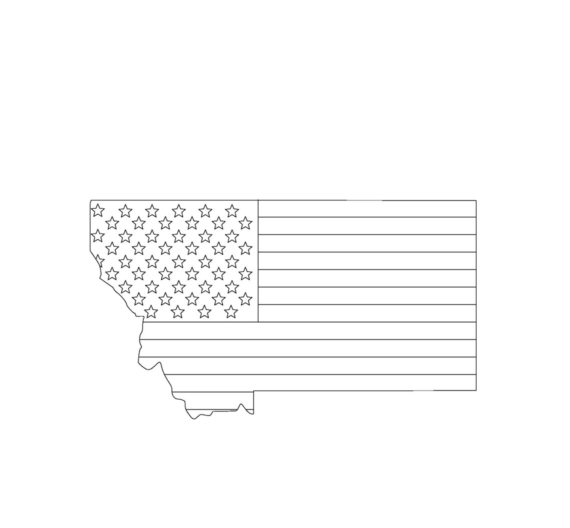Montana State SVG American Flag Outline DXF EPS Ai Png Cricut Cnc Laser ...