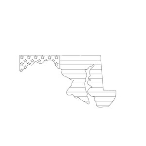 Maryland State SVG American Flag Outline DXF EPS Ai Png Cricut Laser ...