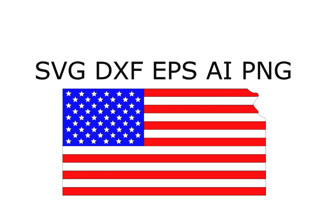 American Flag Kansas State Outline SVG PNG - Patriotic Kansas Flag ...