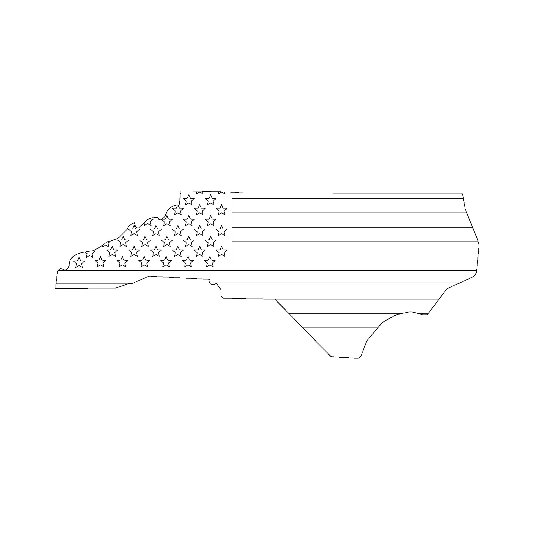 North Carolina State SVG American Flag Outline DXF EPS Ai Png Cricut ...