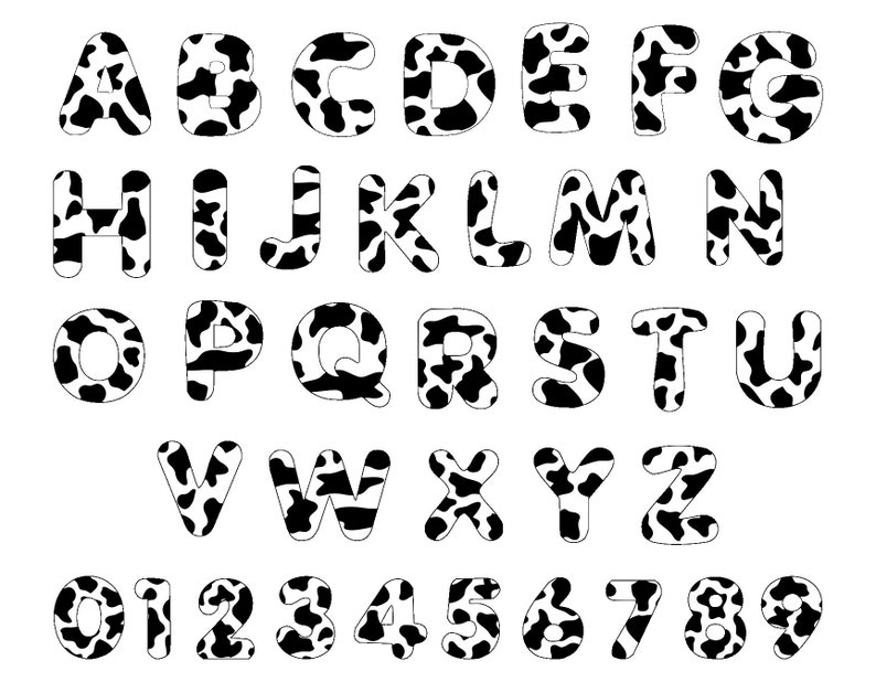 Bold Bubble Font Vaca Imprimir Alfabeto SVG PNG 26 Letras 10 Números ...
