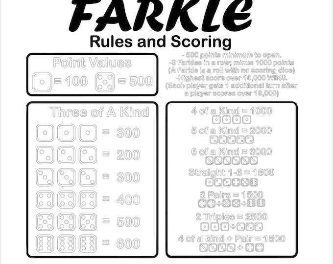Farkle Dice Game SVG DXF Ai Png Pdf Instant Download Files Family Game ...
