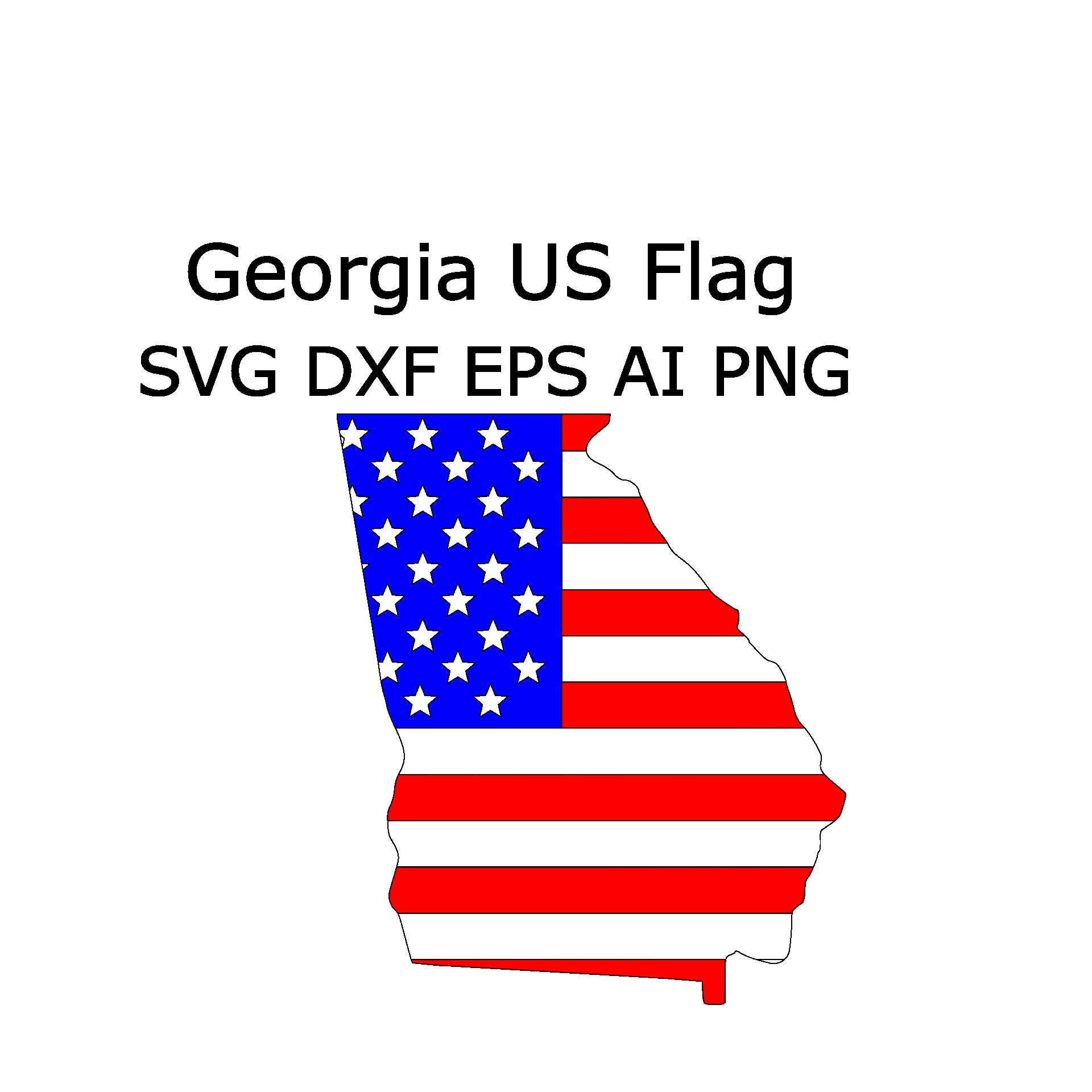 Georgia State SVG American Flag Outline DXF EPS Ai Png Cricut Cnc Laser ...