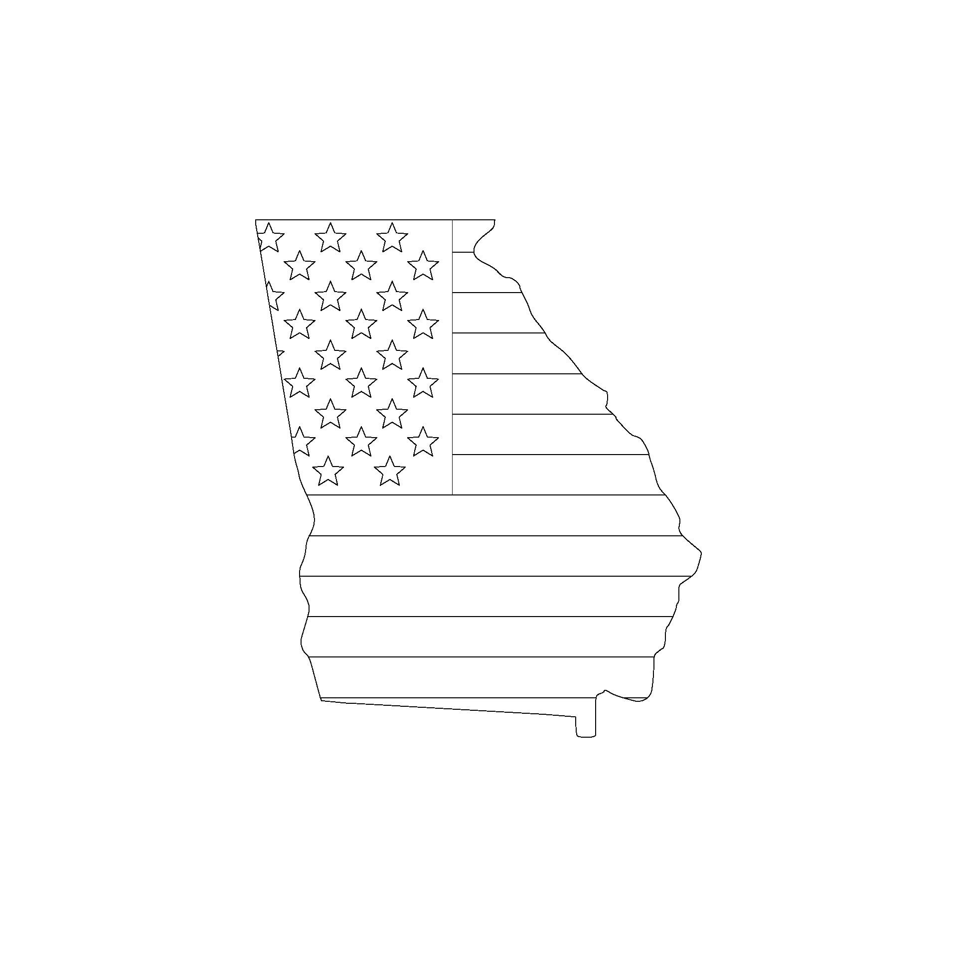 Georgia State SVG American Flag Outline DXF EPS Ai Png Cricut Cnc Laser ...