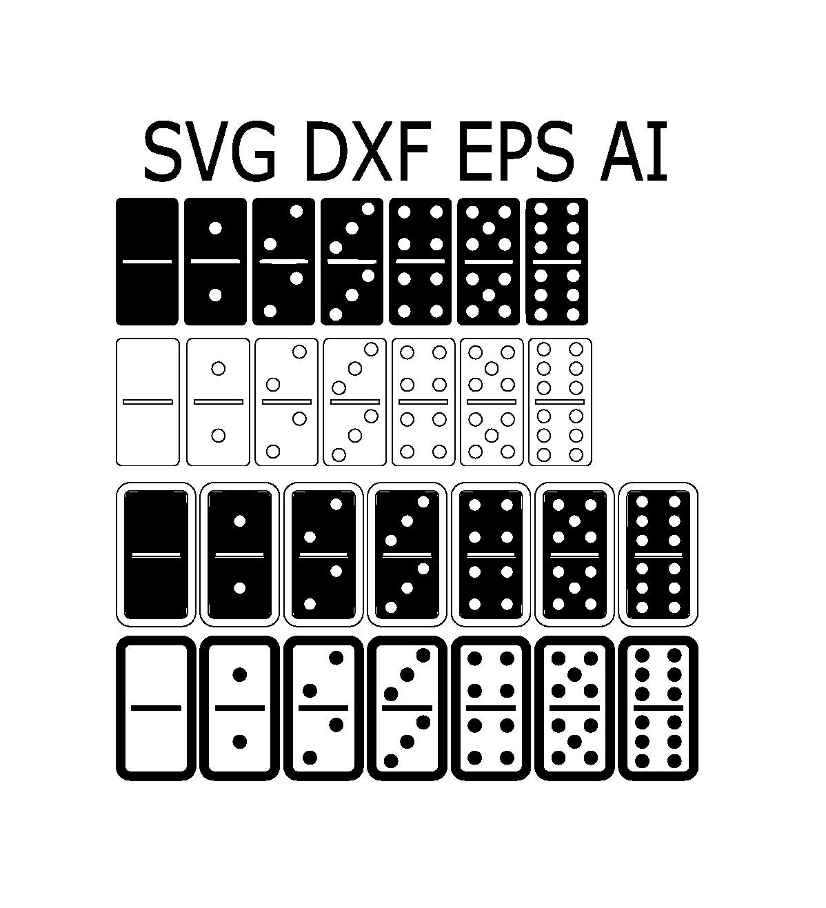 28 Domino Tile Set SVG DXF EPS Png File Template Vector Graphic Laser ...
