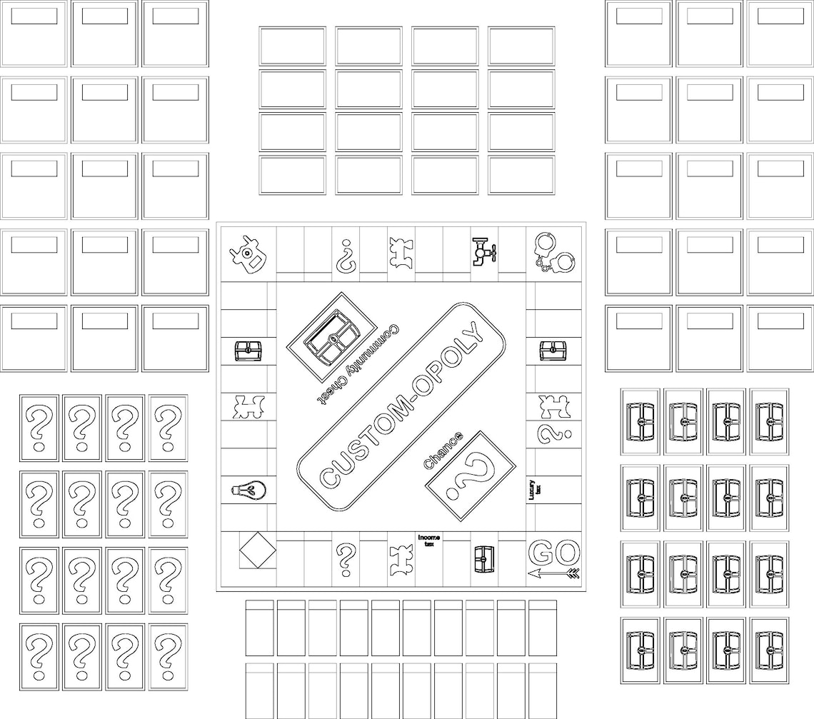 Monopoly SVG DXF PDF Eps Ai Files Blank Template Board Game Cnc Laser ...