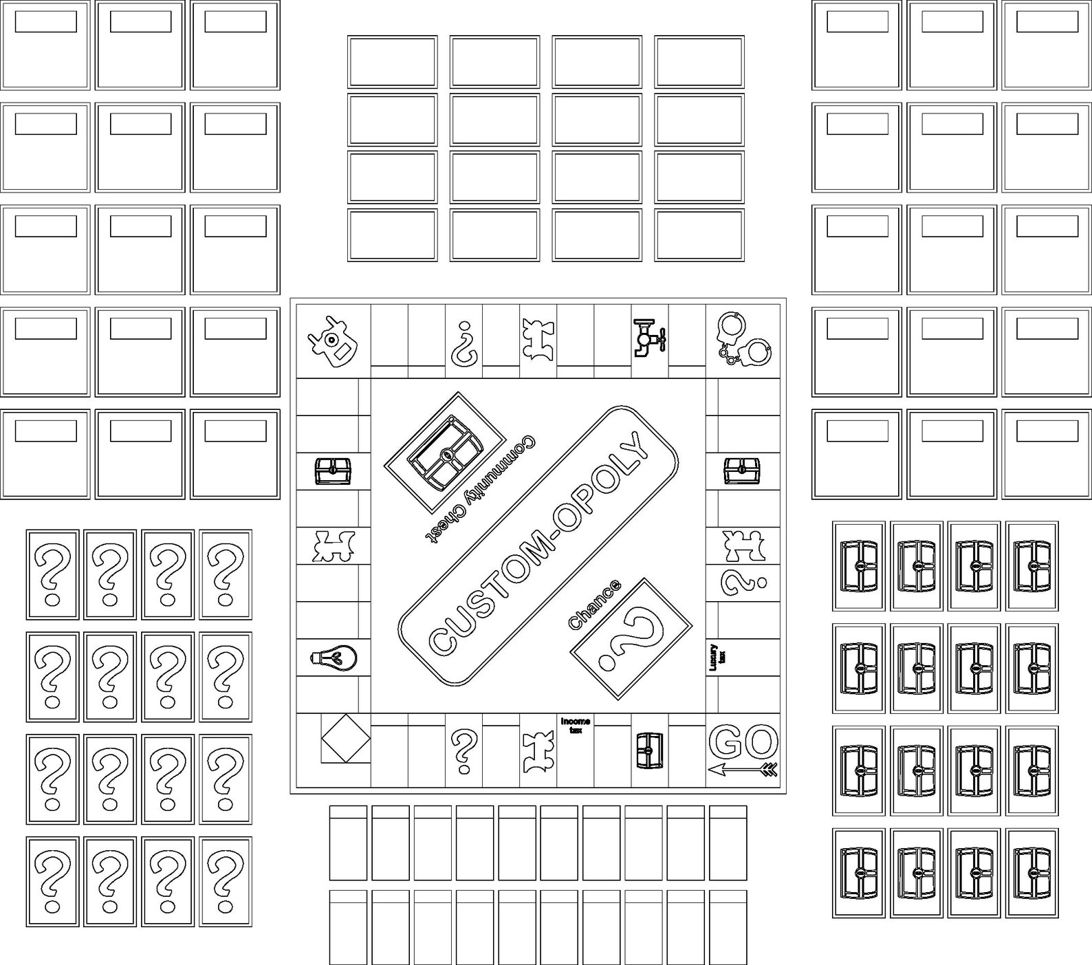 Monopoly SVG DXF PDF Eps Ai Files Blank Template Board Game Cnc Laser ...