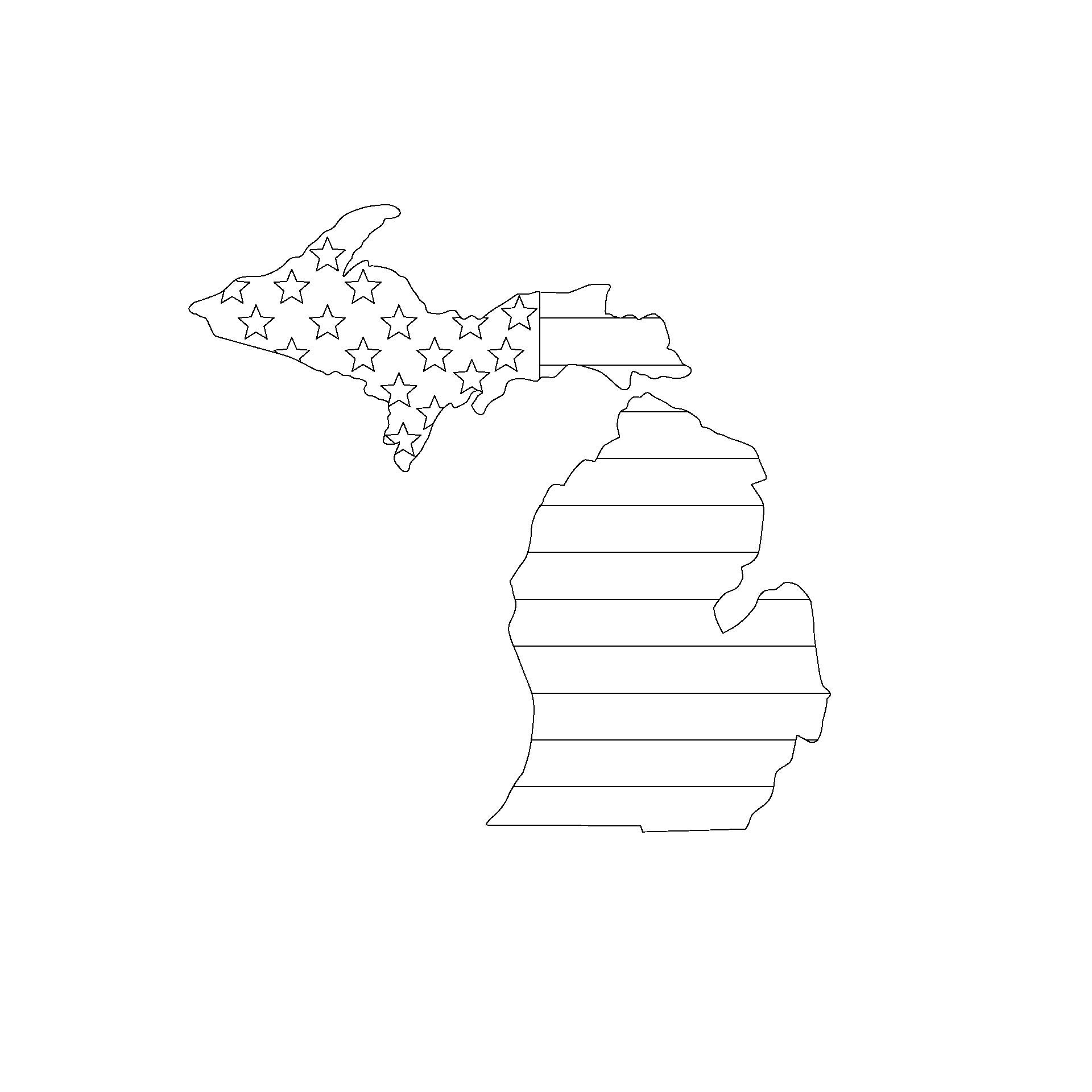 Michigan State SVG American Falag Outline DXF EPS Ai Png Cricut Laser ...
