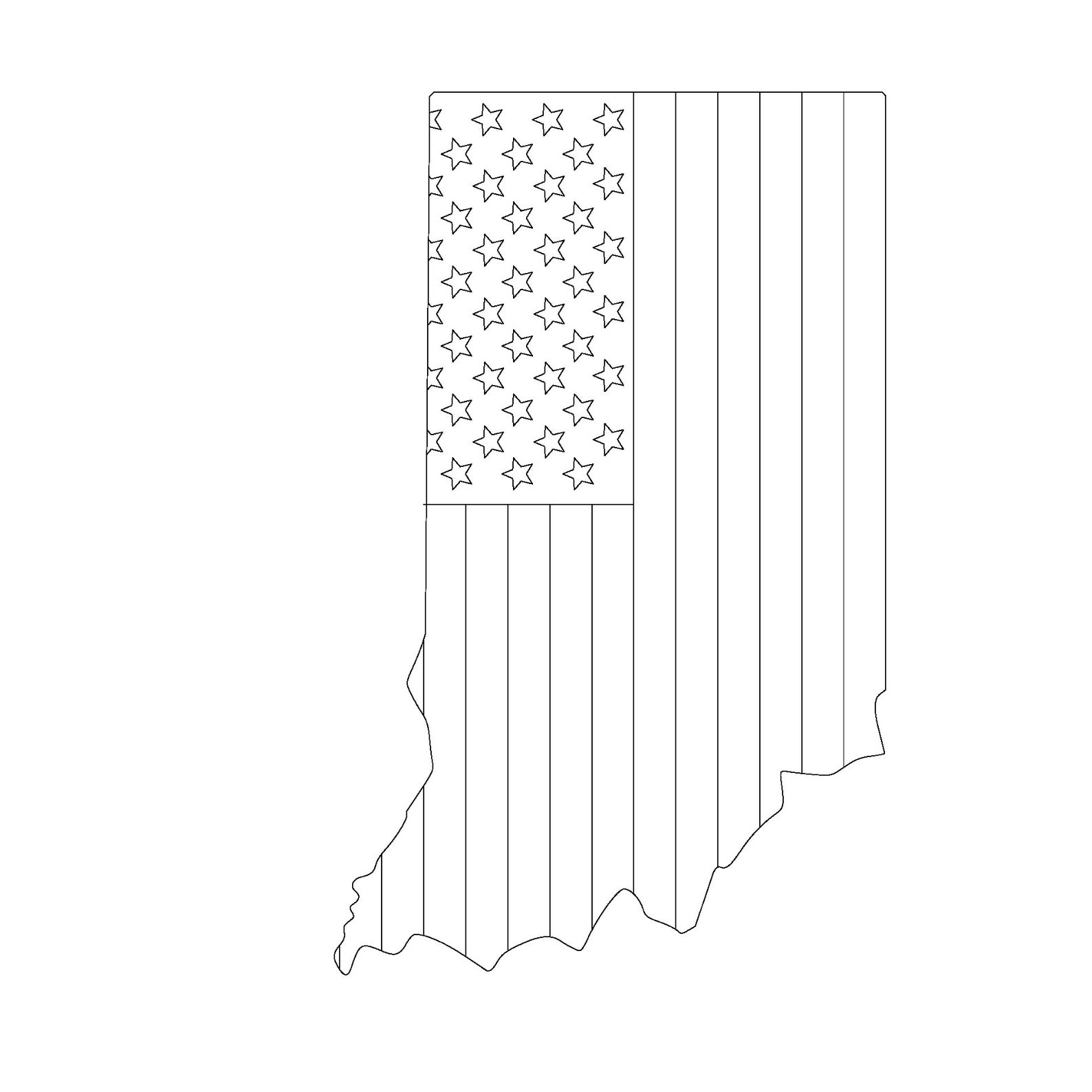 Indiana State SVG American Flag Outline DXF EPS Ai Png Cricut Cnc Laser ...