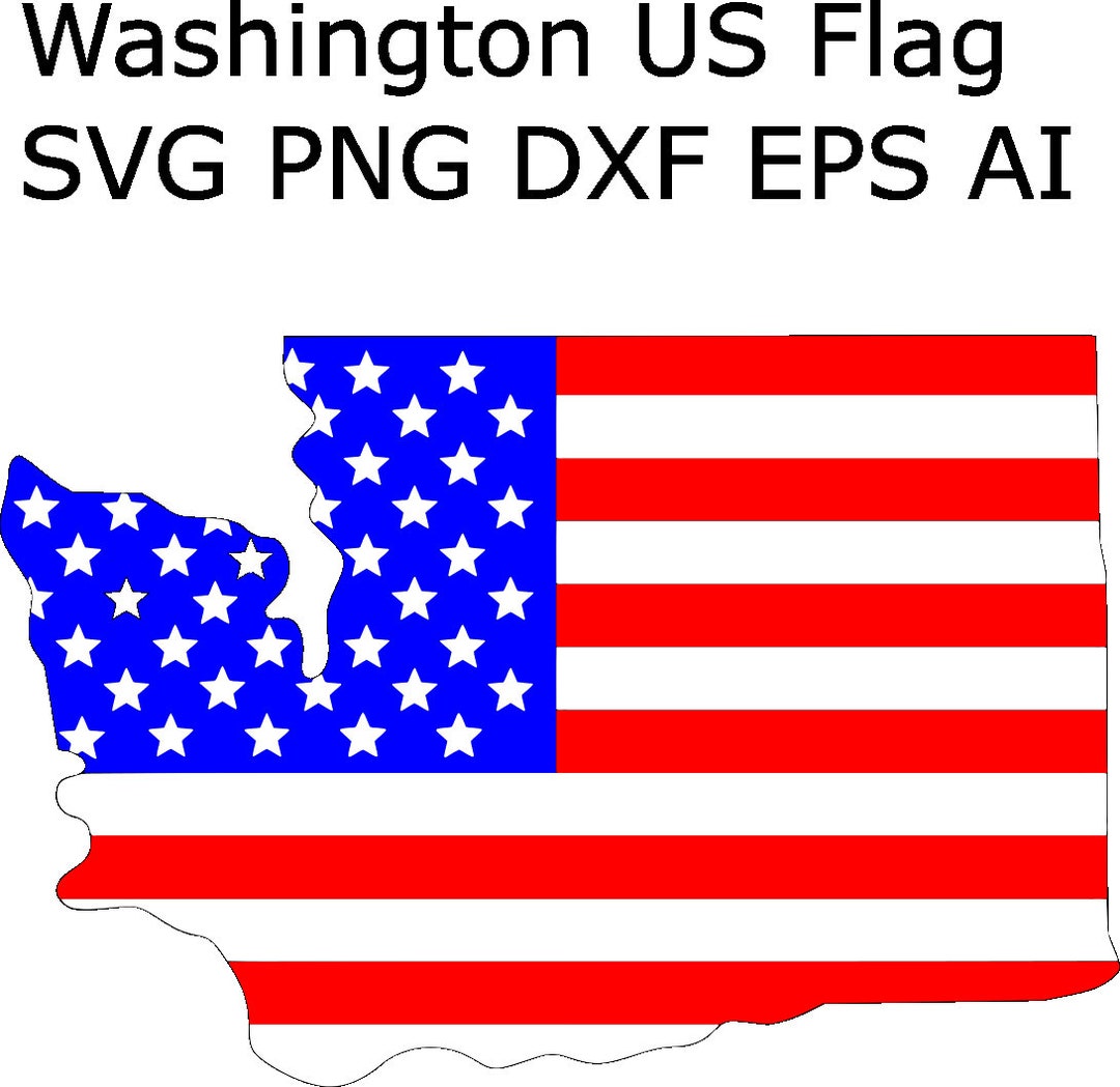 Washington State SVG American Flag Outline DXF EPS Ai Png Cricut Laser ...