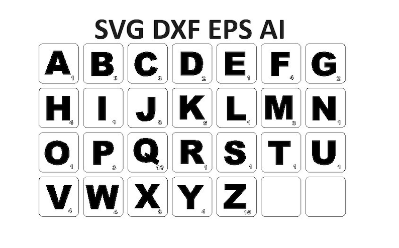 26 Scrabble Letters Tiles Blank Tile Wall Art Stickers SVG DXF EPS ...