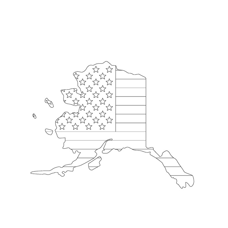 Alaska State SVG American Flag Outline DXF EPS Ai Png Cricut Laser ...