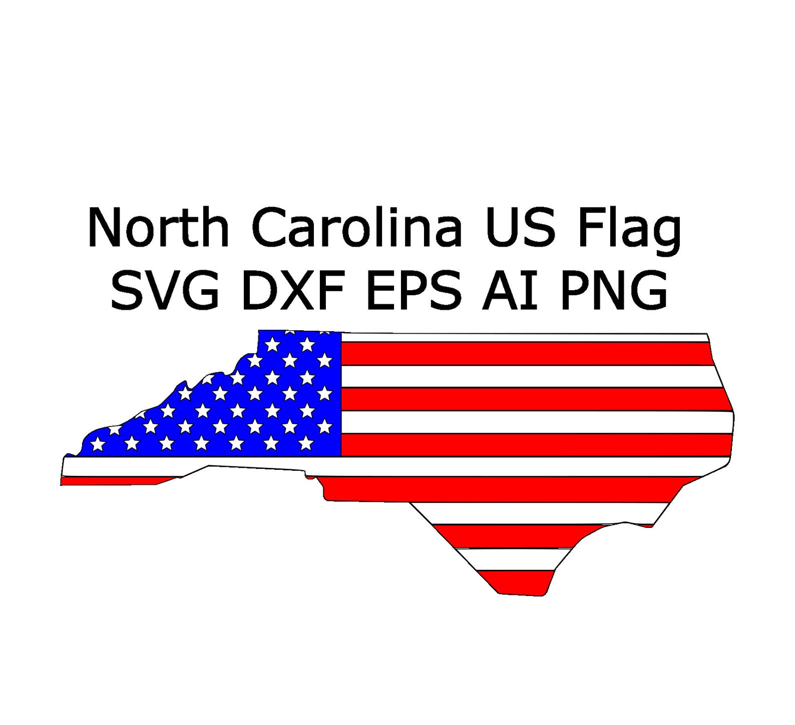 North Carolina State SVG American Flag Outline DXF EPS Ai Png Cricut ...